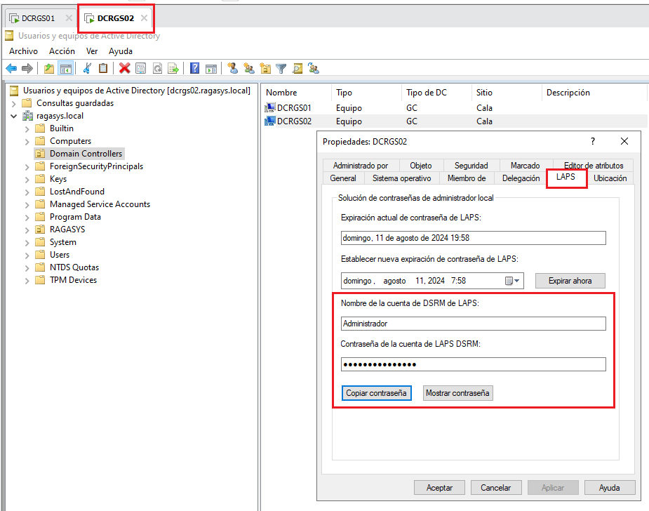 Configurar Windows LAPS para contraseña DSRM de Active Directory ...