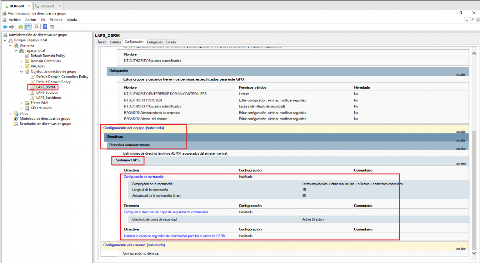 Configurar Windows LAPS para contraseña DSRM de Active Directory ...