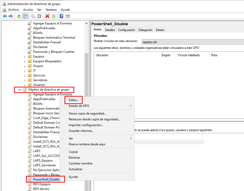 Deshabilitar PowerShell por GPO – RAGASYS SISTEMAS