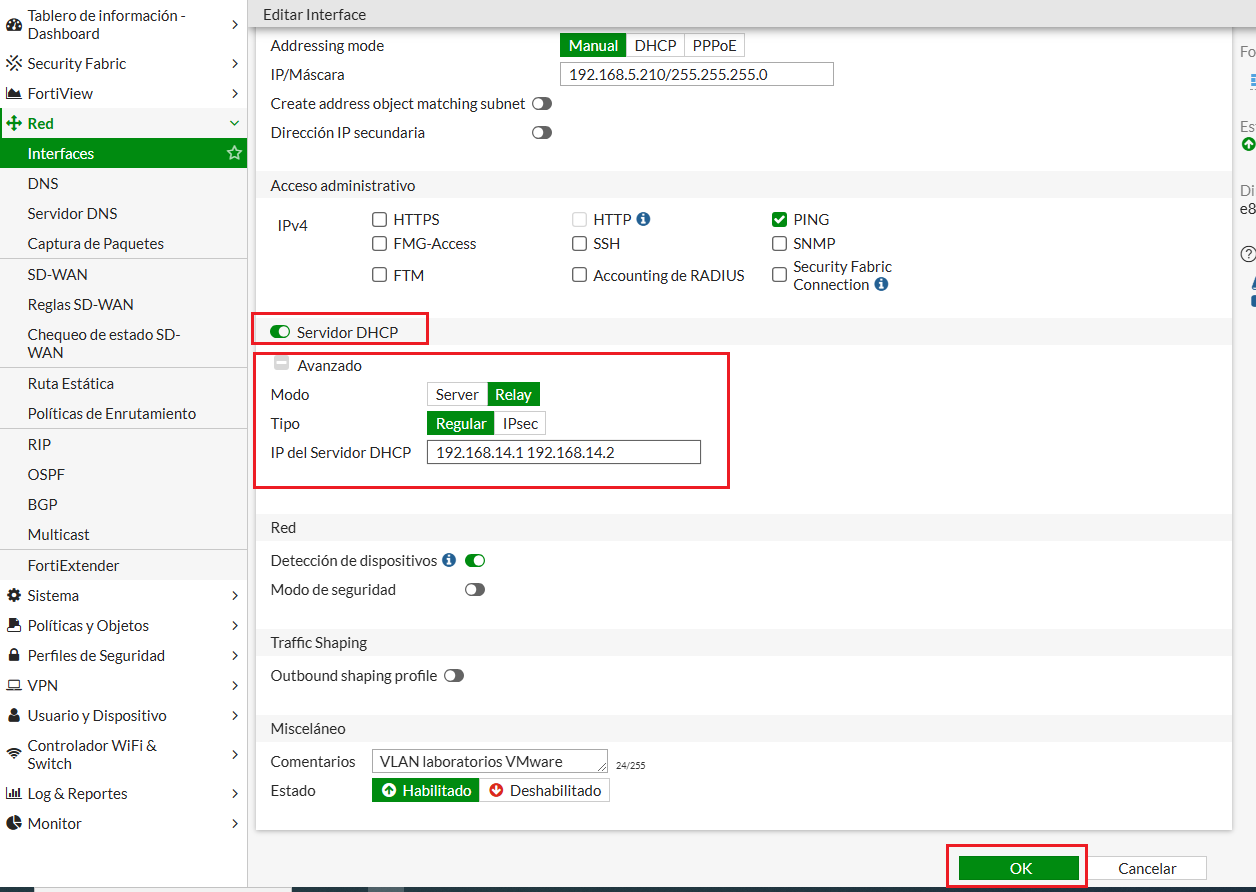 Configurar servidor DHCP Relay en Firewall Fortigate - RAGASYS SISTEMAS