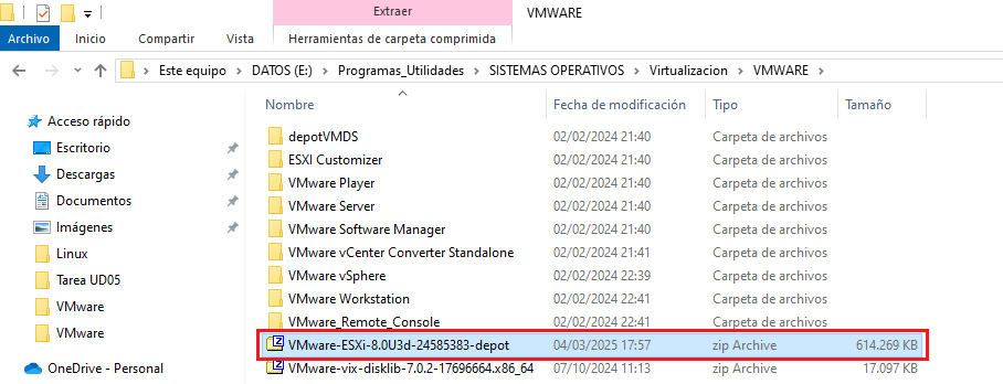 Actualizar VMware vSphere ESXi 8.0 Update 3b a 8.0 Update 3d con ESXCLI – RAGASYS SISTEMAS