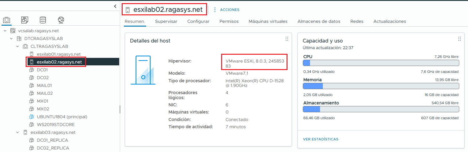 Actualizar VMware vSphere ESXi 8.0 Update 3d a 8.0 Update 3e con ESXCLI ...