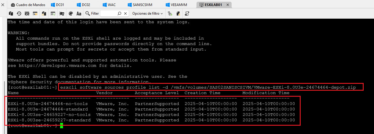 Actualizar VMware vSphere ESXi 8.0 Update 3d a 8.0 Update 3e con ESXCLI – RAGASYS SISTEMAS
