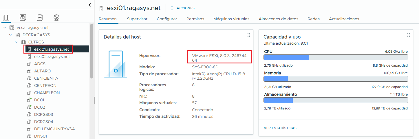 Actualizar VMware vSphere ESXi 8.0 Update 3e a 8.0 Update 3f con ESXCLI – RAGASYS SISTEMAS